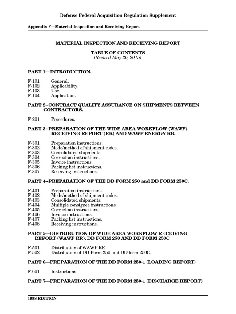 DFARS Appendix F Guide Receiving Reports | PDF