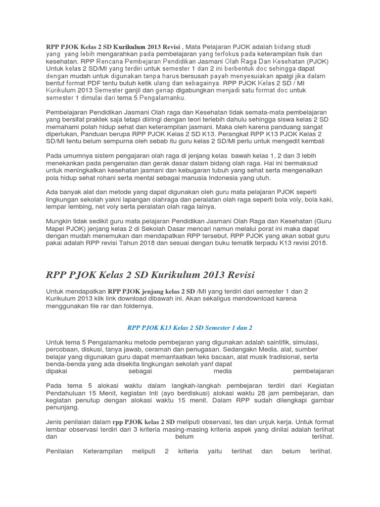 RPP PJOK Kelas 2 SD Kurіkulum 2013 Revisi.docx