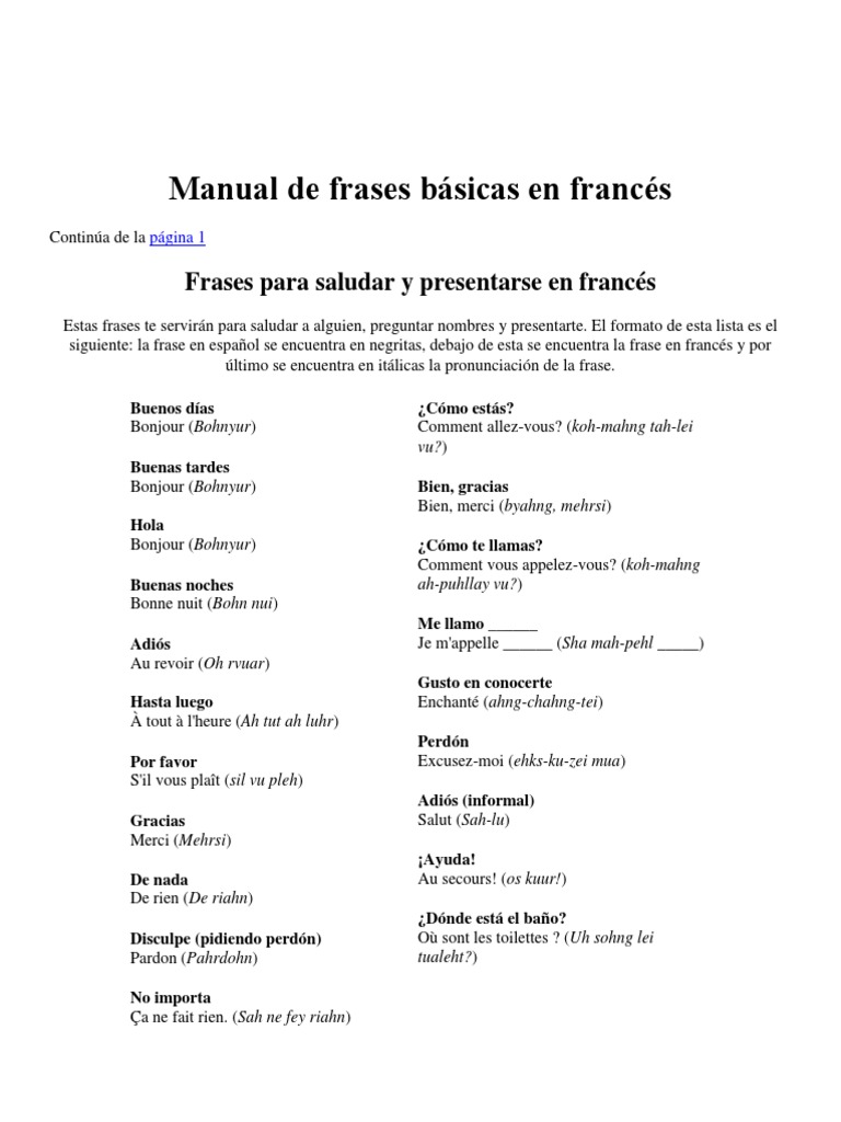 Manual de Frases Básicas en Francés | PDF | Alimentos | Business