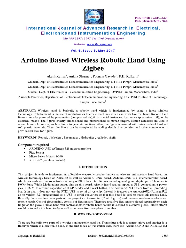Arduino Based Wireless Robotic Hand Using Zigbee | PDF | Software ...