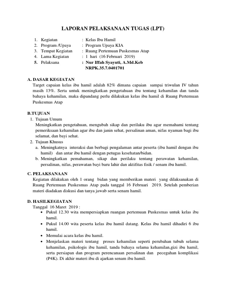 LPT Kelas Ibu Hamil | PDF