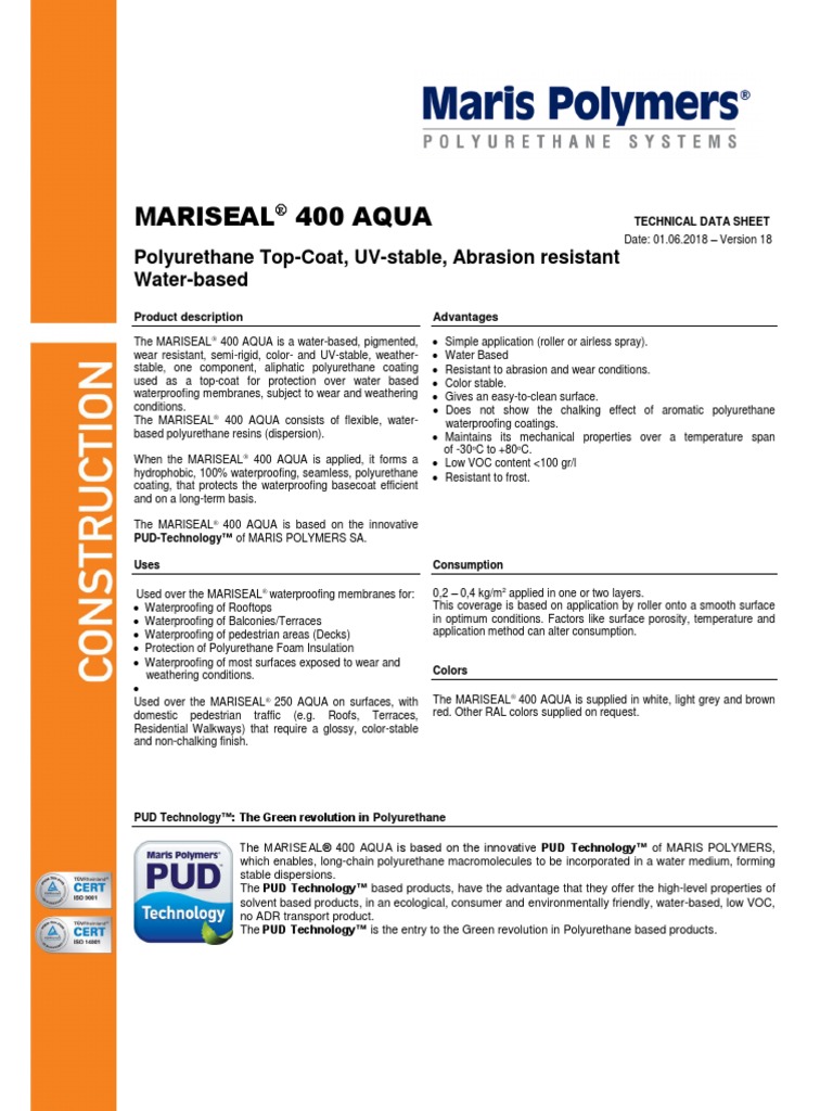 Mariseal 400 Aqua Version18 | PDF | Polyurethane | Packaging And Labeling
