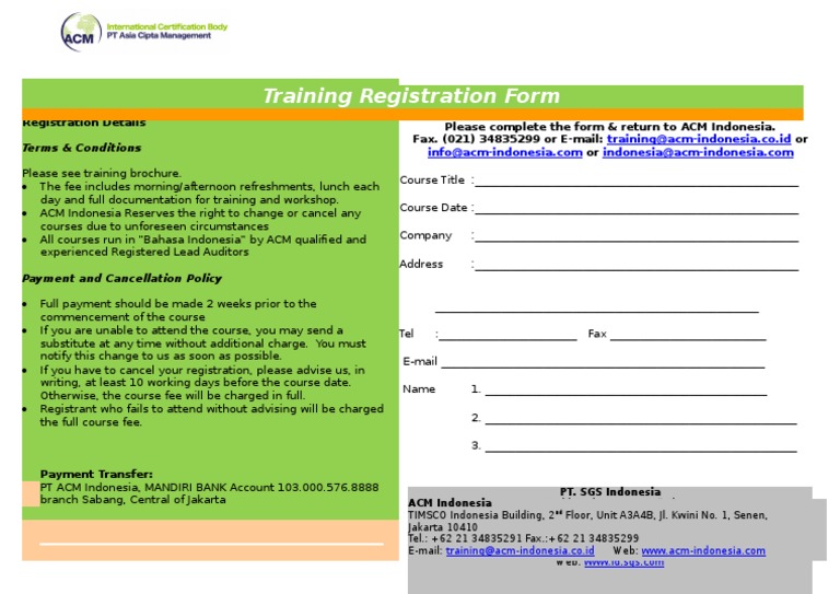 Registration Form Training | PDF | Services (Economics) | Money