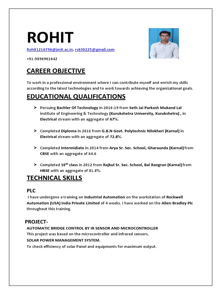 Rohit... Resume - Docx NEW | PDF | Automation | Alternative Energy