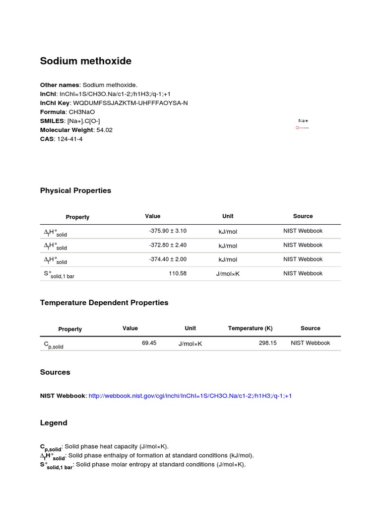 Sodium Methoxide Properties and Data | PDF