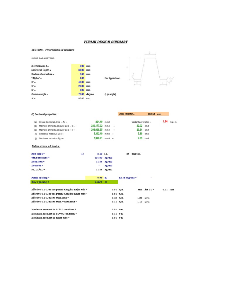 Hat Purlin | PDF | Bending | Stress (Mechanics)