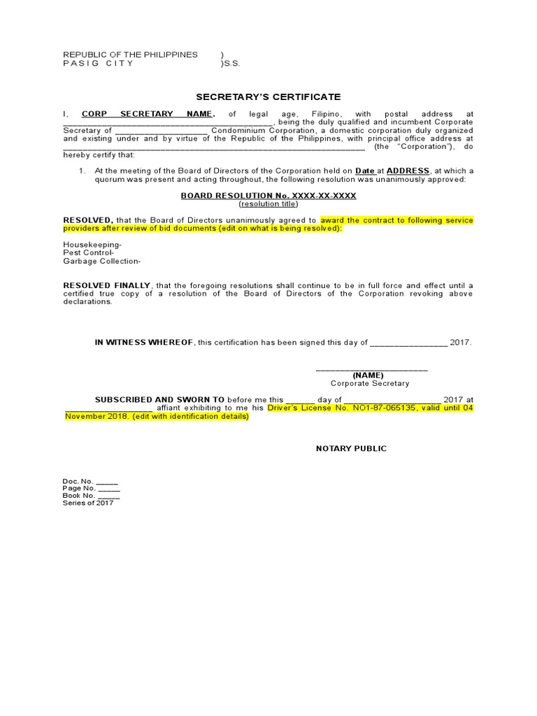 Board Resolution Template | PDF