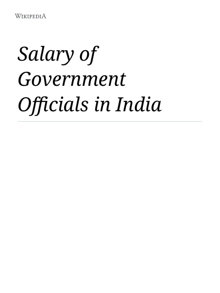 Salary of Government Officials in India | PDF | Government Of India ...