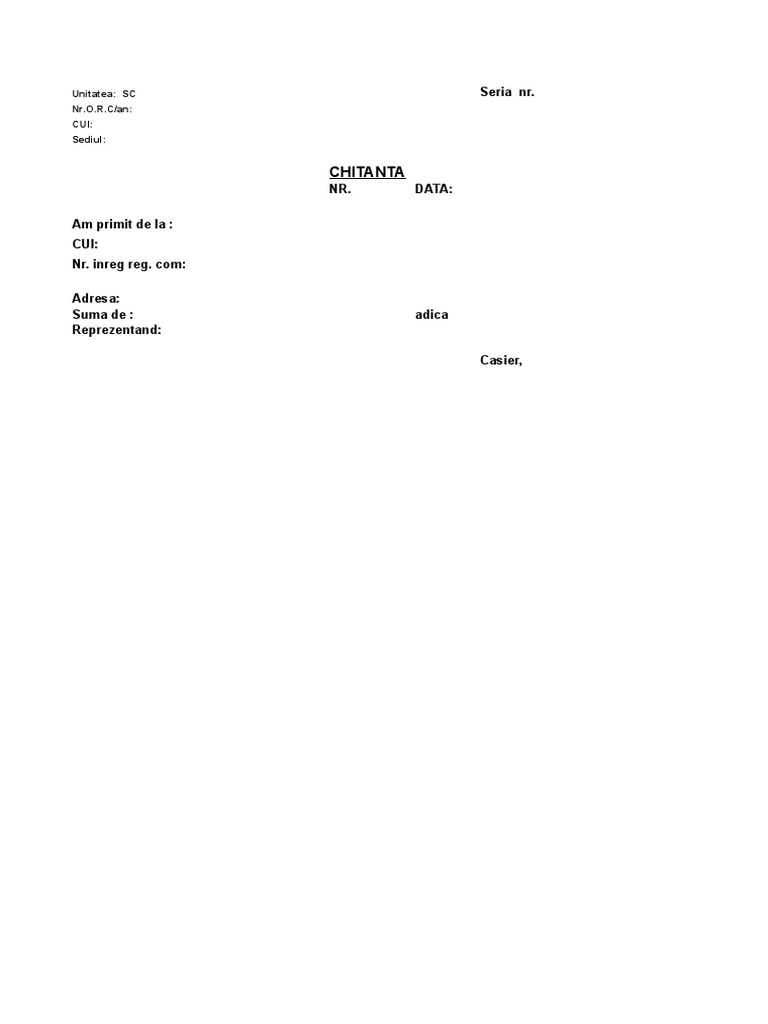 Model Chitanta Excel | PDF