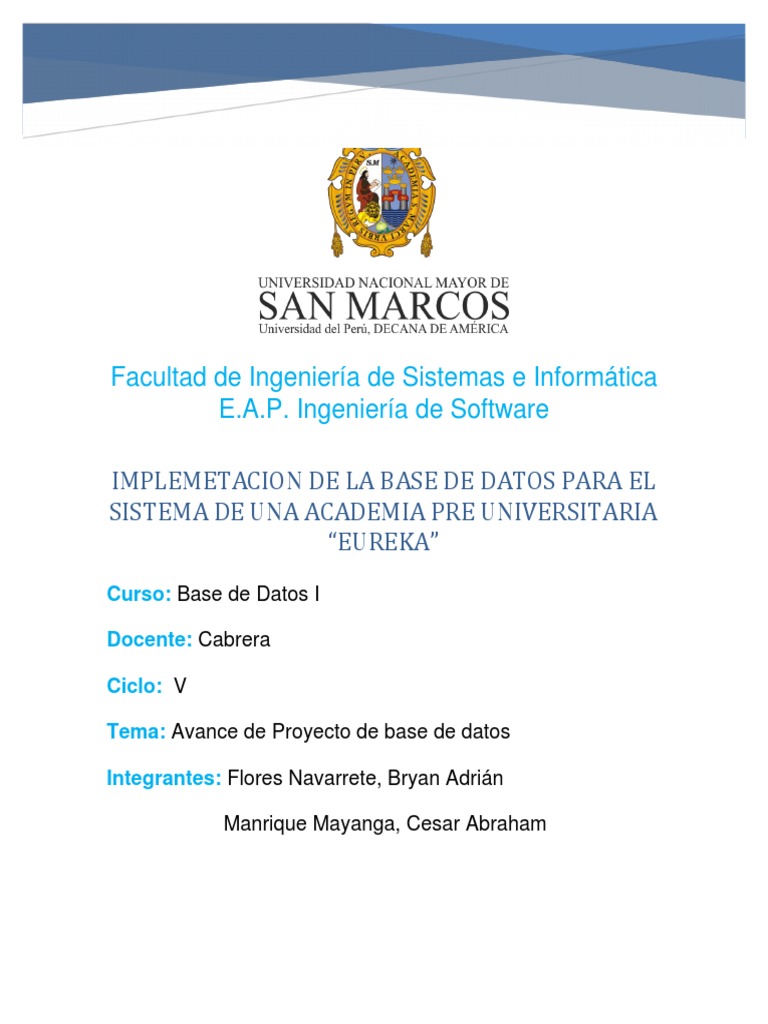 Proyecto Base de Datos Eureka | PDF | Bases de datos | Informática