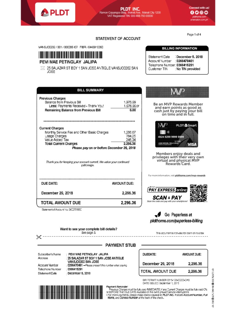 Bill Smart PLDT December | PDF