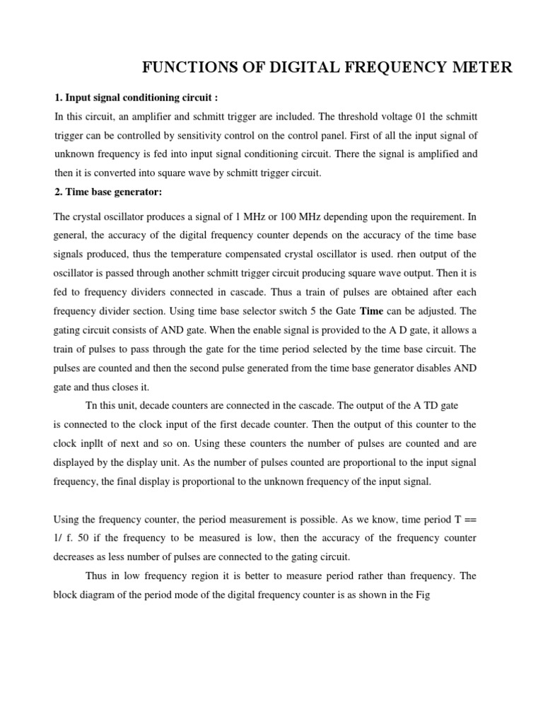 Functions of Digital Frequency Meter | PDF | Frequency | Electronic ...