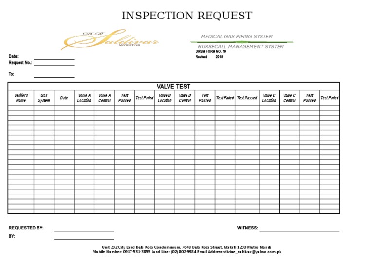 Valve Test Form No 10 | PDF | Liquids | Equipment