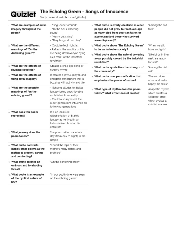 Echoing Green Ioc | PDF | Poetry