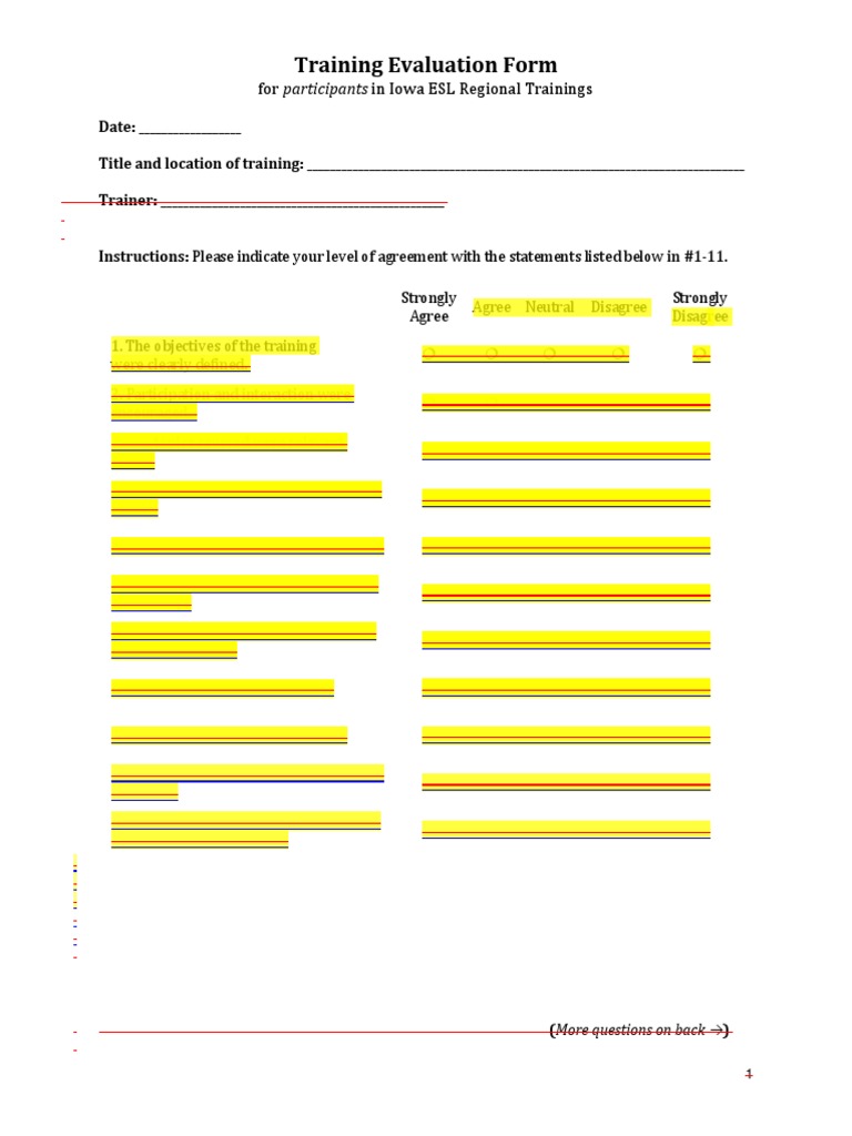 Sample Evaluation Forms | PDF | English As A Second Or Foreign Language ...