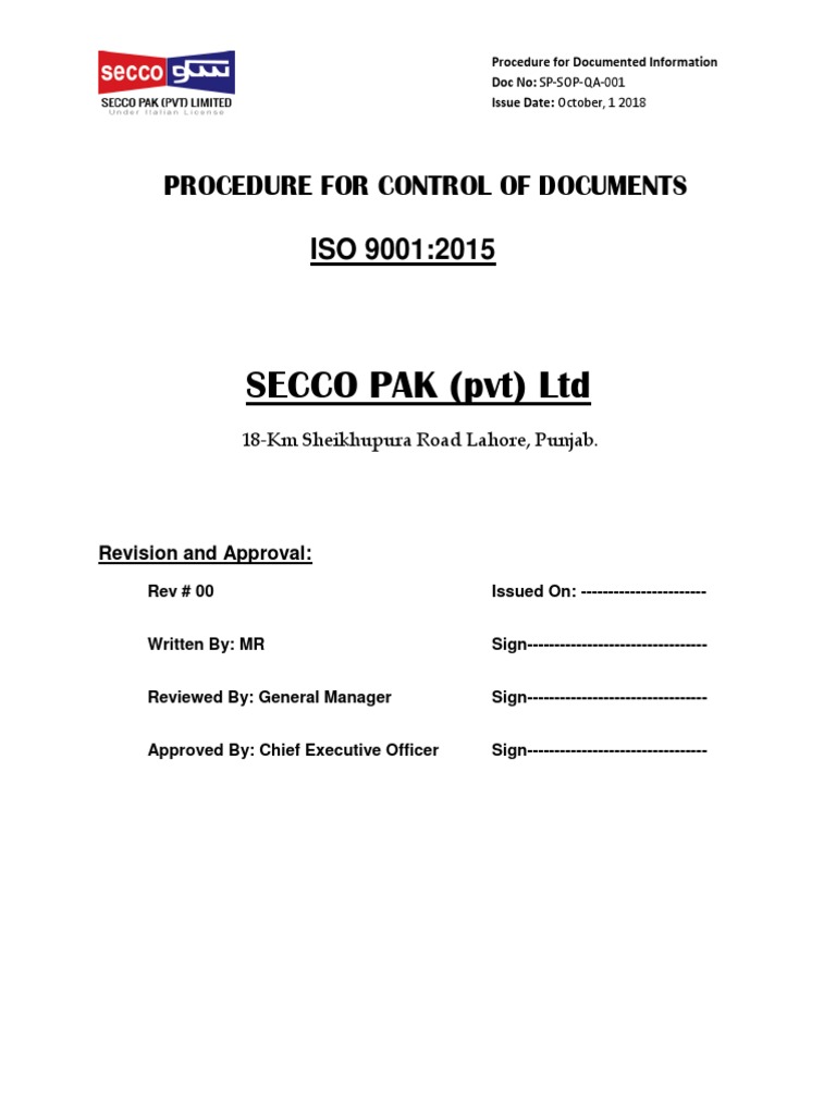 Procedure - Control of Documents | PDF | Computer File | Specification (Technical Standard)