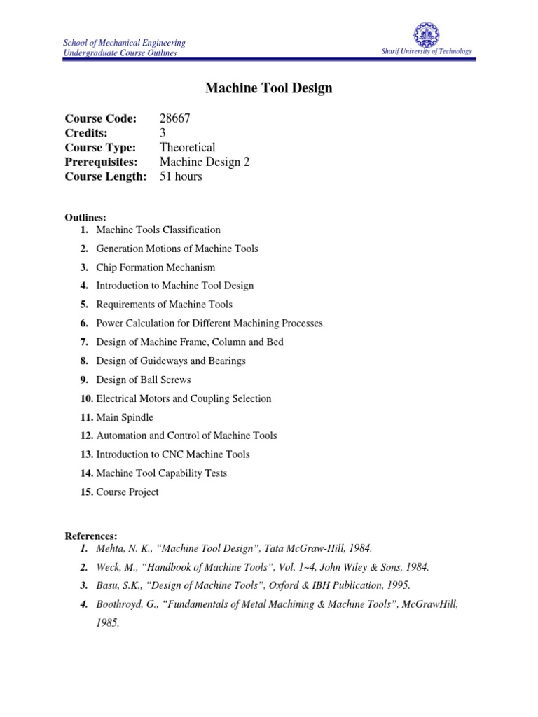 Machine Tool Design-28667 | PDF | Technology & Engineering
