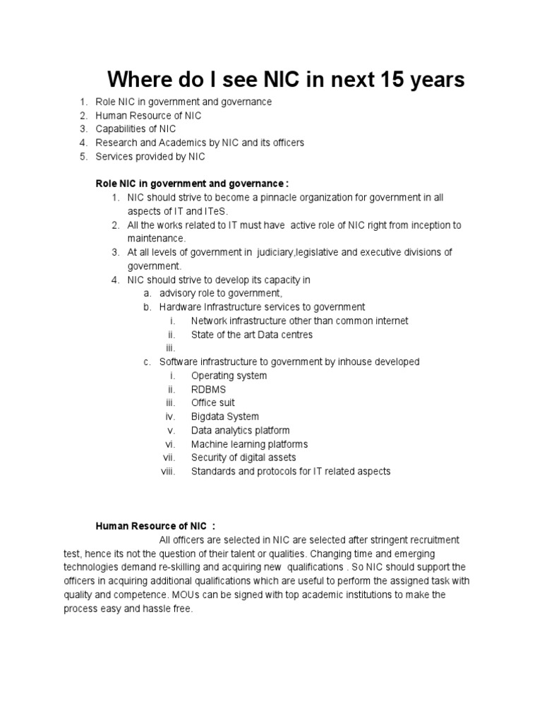 Where Do I See NIC in Next 15 Years | PDF | Big Data | Information ...