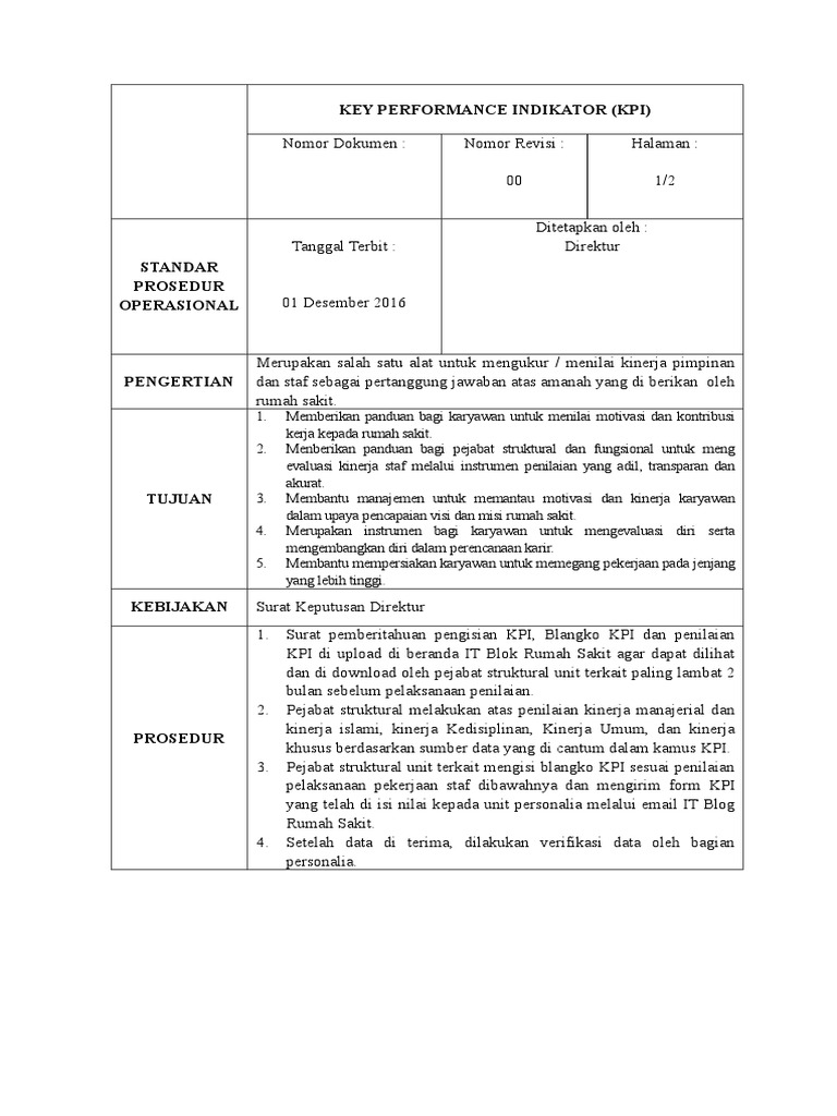 Spo Key Performance Indikator (Kpi) | PDF