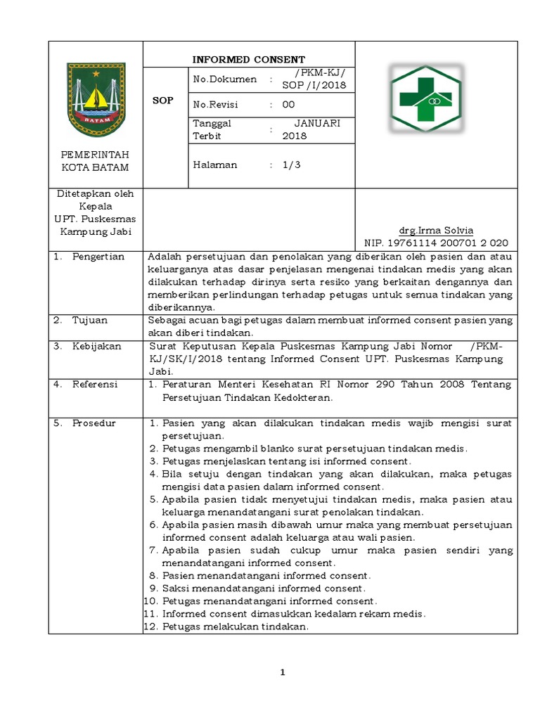 7.4.4.1 Sop Informed Consent | PDF | Hukum | Sains & Matematika