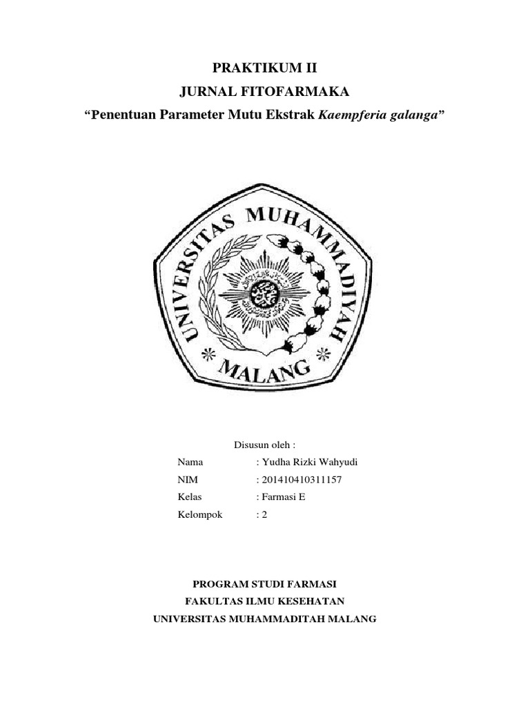 II. Penentuan Parameter Mutu Ekstrak Kaempferia Galanga | PDF | Sains & Matematika
