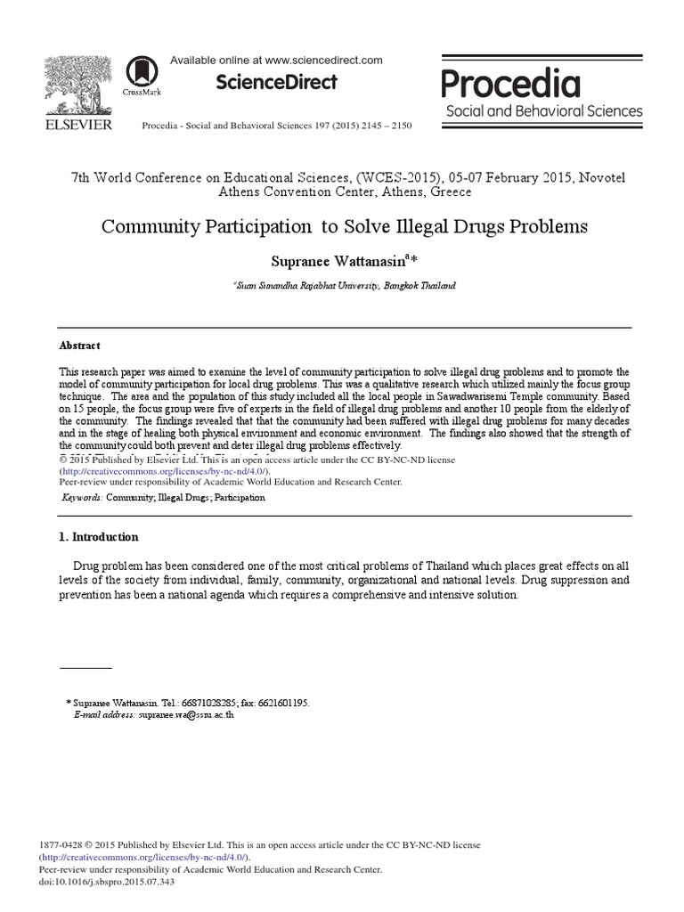 Community Participation To Solve Illegal Drugs Problems: Sciencedirect ...