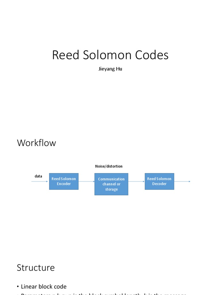 Reed Solomon Codes: Jieyang Hu | Download Free PDF | Field (Mathematics ...