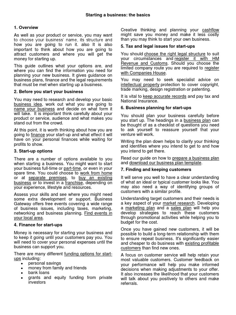 Starting A Business | PDF | Startup Company | Small Business ...