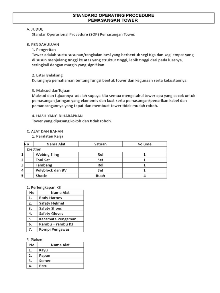 Sop Pendirian Tower | PDF