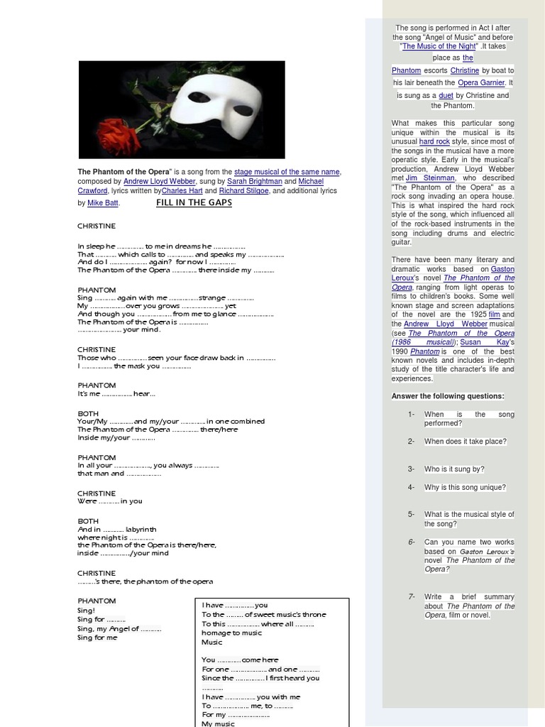 The Phantom of The Opera-Fill | PDF | Erik (The Phantom Of The Opera ...