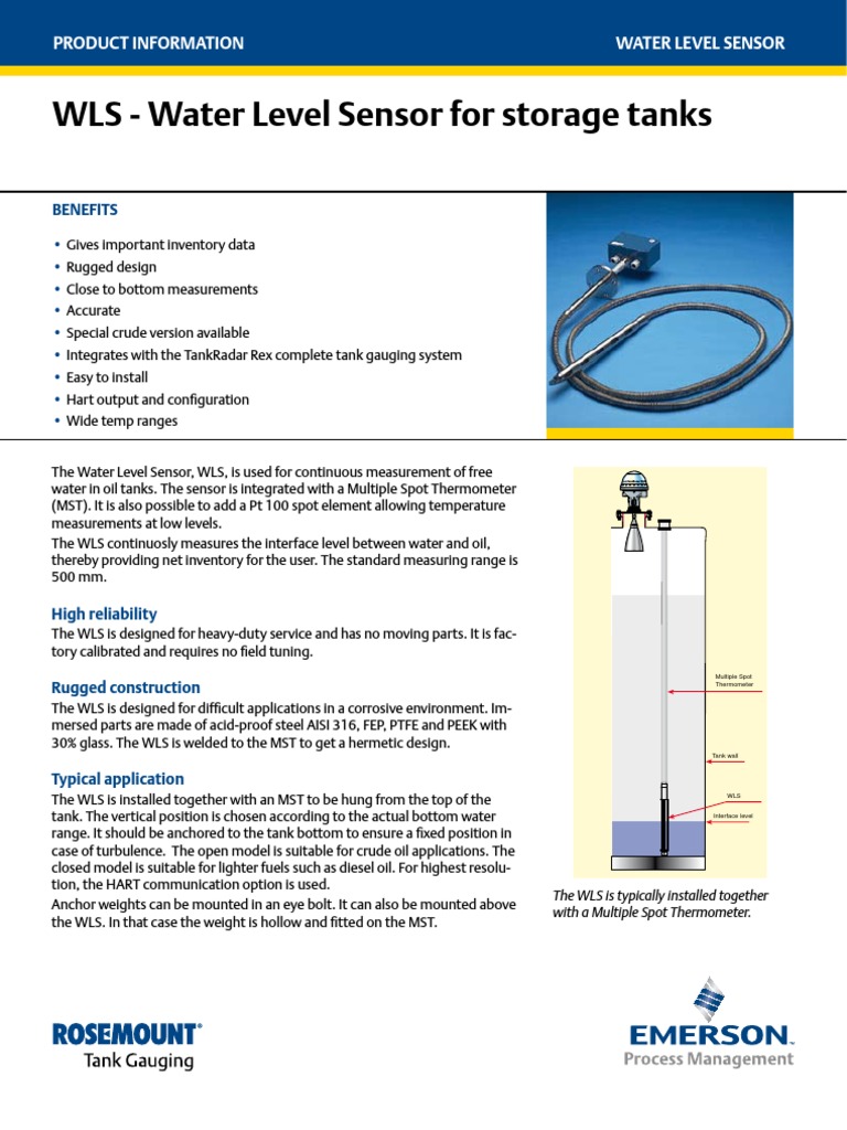 Water Level Sensor WLS - lit.ETA.0513 | PDF | Sensor | Thermometer