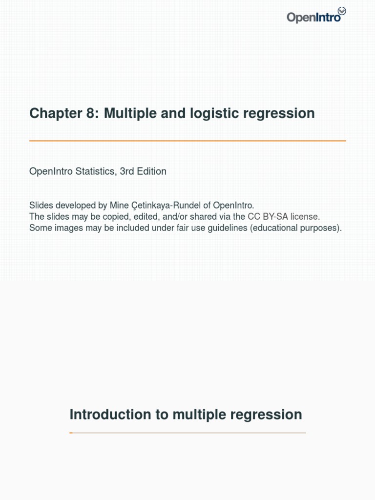 Chapter 8: Multiple and Logistic Regression: Openintro Statistics, 3Rd Edition | PDF ...