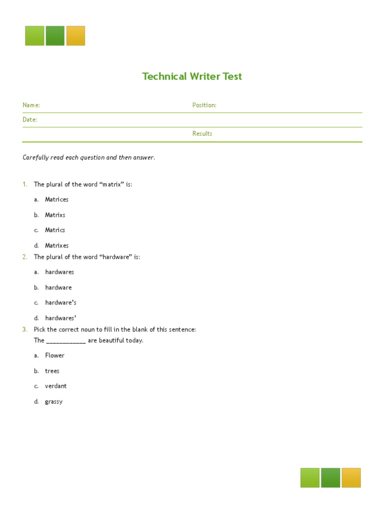Technical Writer Test | PDF | Sentence (Linguistics) | Human Communication