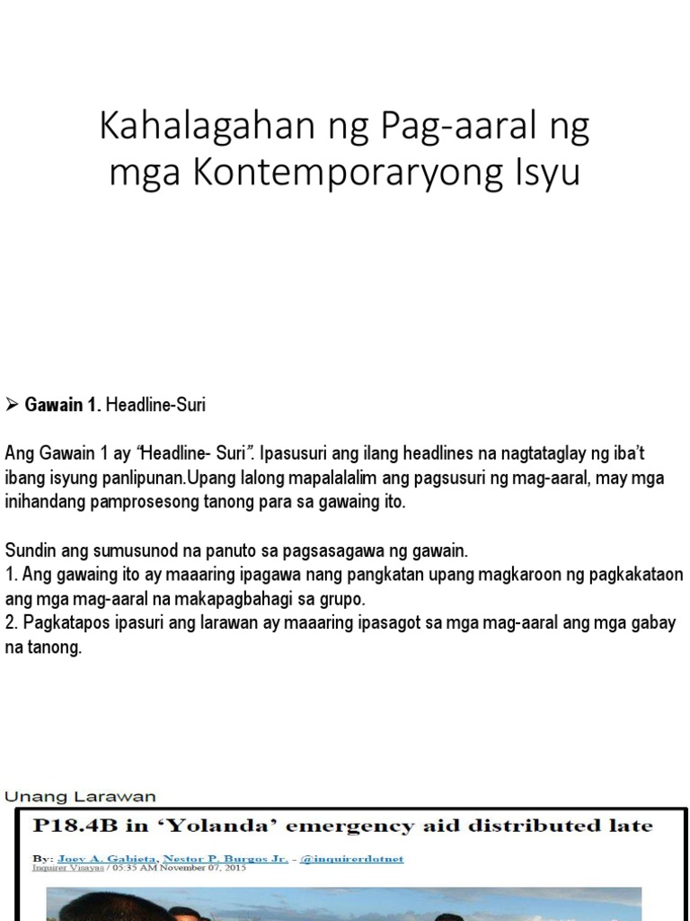 Kahalagahan NG Pag-Aaral NG Mga Kontemporaryong Isyu | PDF