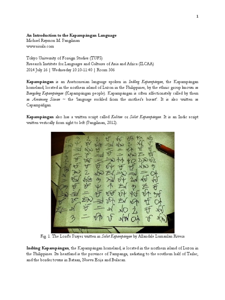 Overview of the Kapampángan Language | PDF | Grammar | Linguistic ...