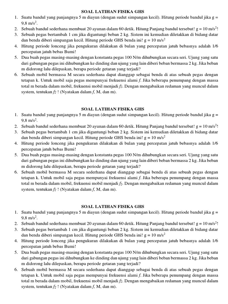 Soal Latihan Fisika GHS | PDF