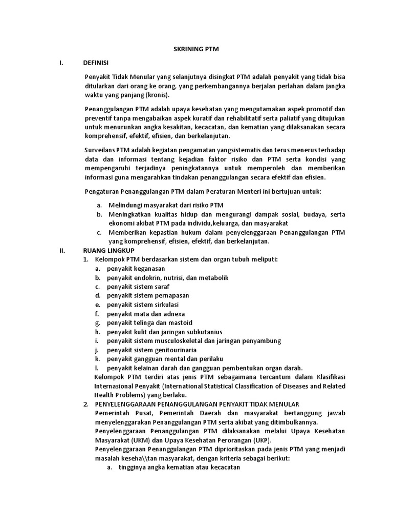 Panduan Skrining PTM | PDF