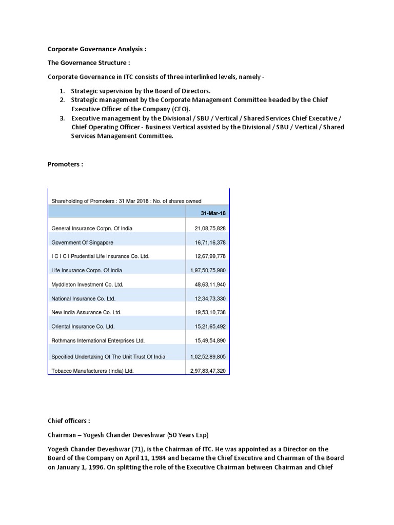 Corporate Governance Analysis: The Governance Structure | PDF | Chief ...
