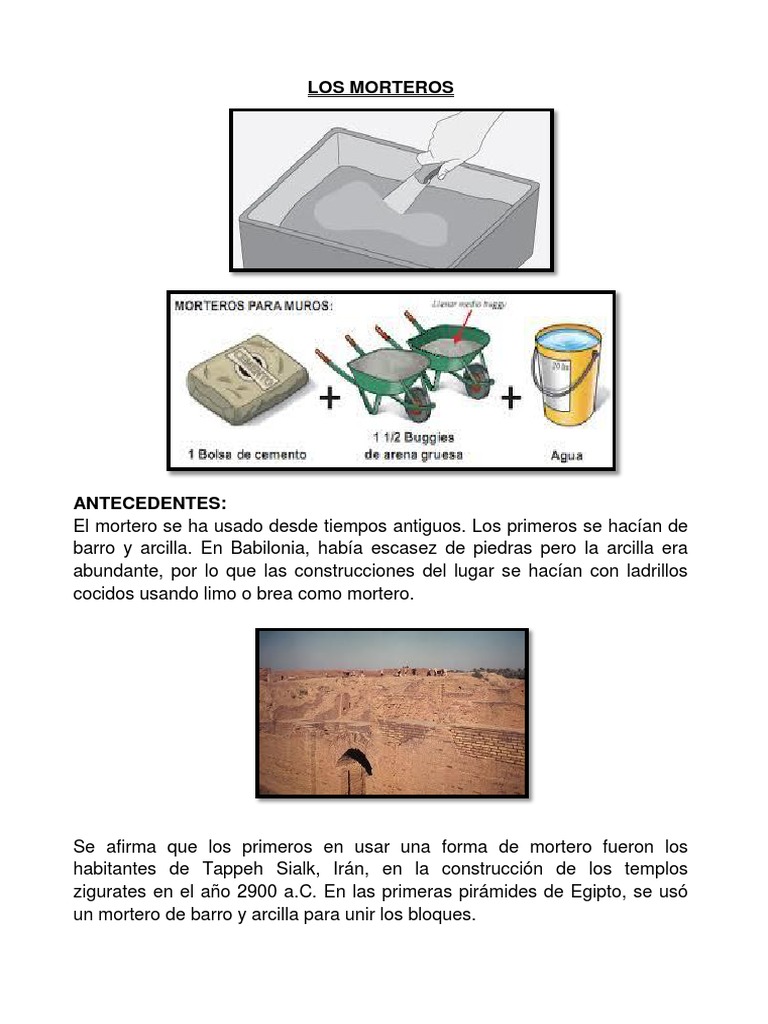 Tipos y Usos de Morteros en Construcción | PDF | Mortero (Albañilería ...