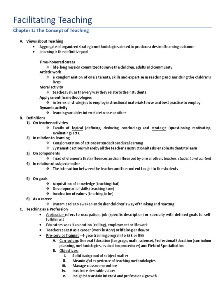 Facilitating Learning - Summary | PDF | Educational Assessment | Teachers