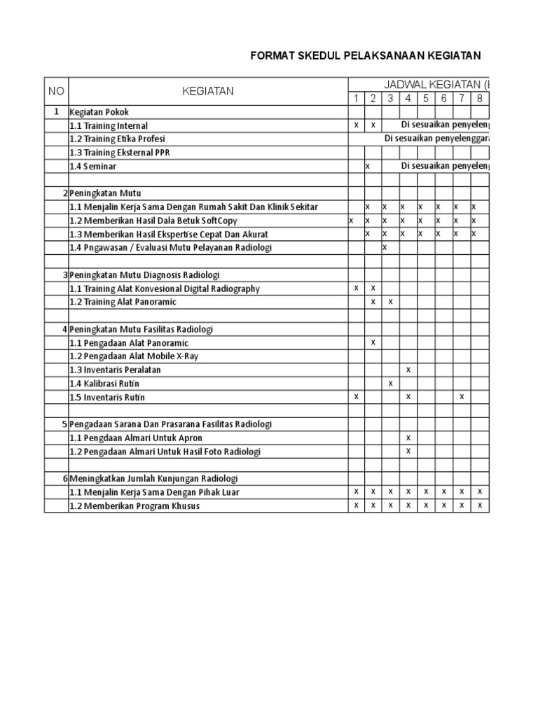Skedul Program Kerja Radiologi | PDF