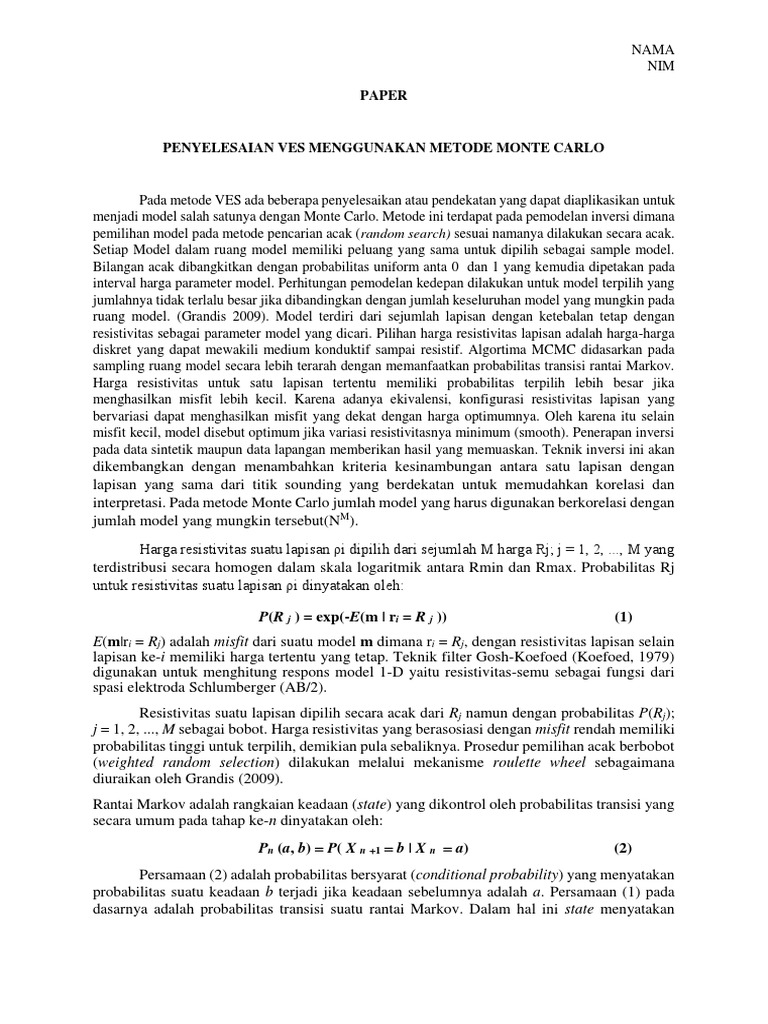 Penyelesaian Ves Menggunakan Metode Monte Carlo | PDF