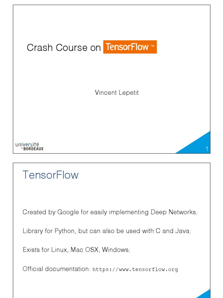 TensorFlow Crash Course: Linear Regression & Neural Networks | PDF ...
