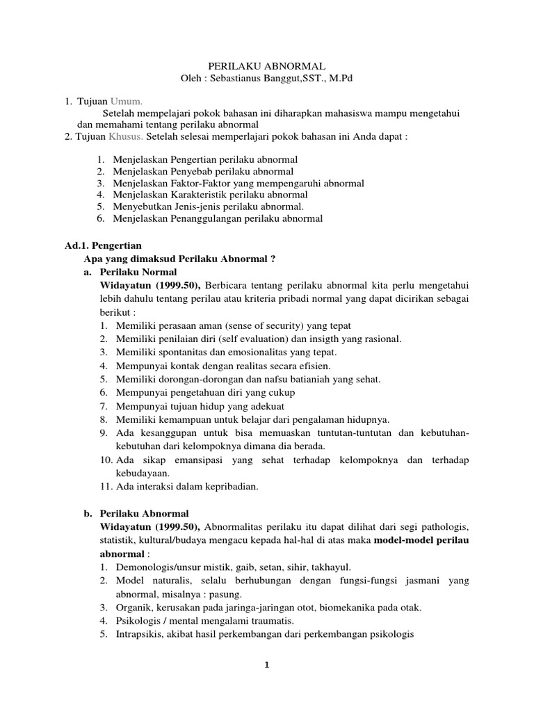 Perilaku Abnormal | PDF