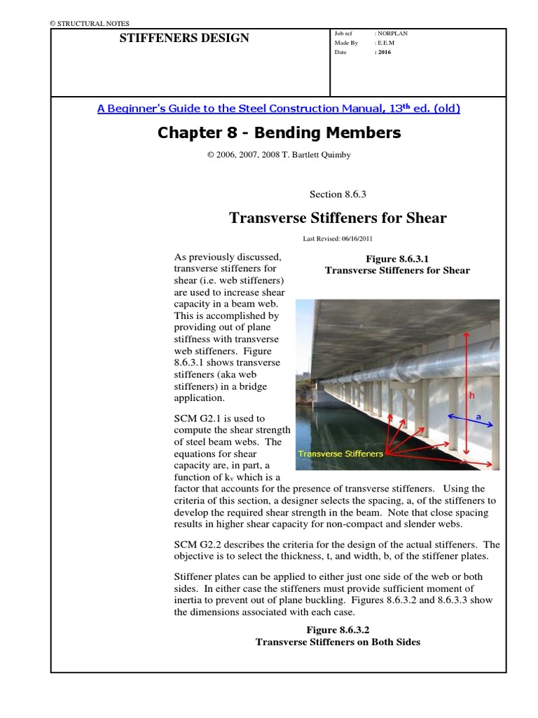Stiffeners Design | PDF | Beam (Structure) | Bending