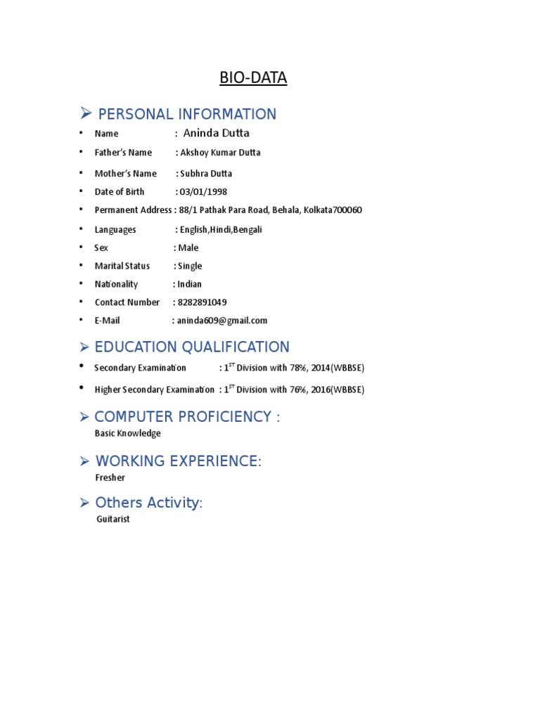 Aninda Biodata | PDF