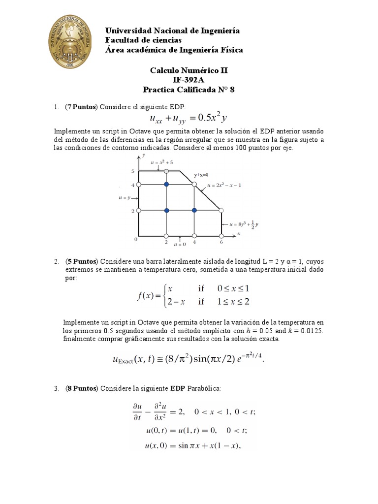 8va Practica Calificada Calculo Numerico II 2018-III | PDF