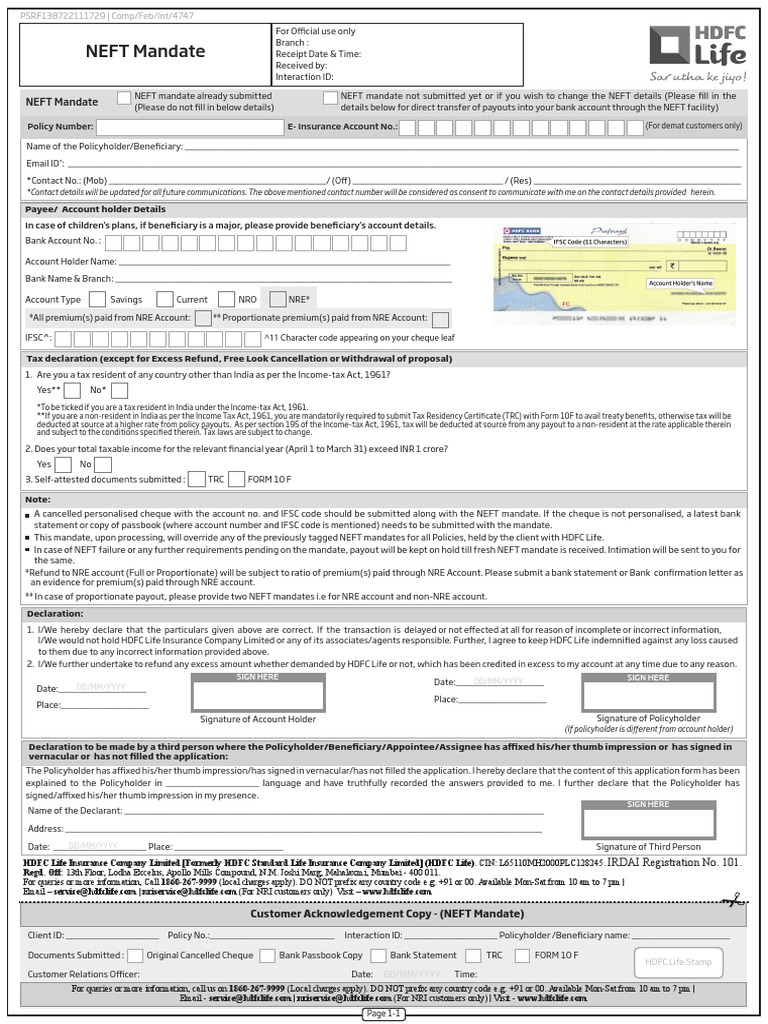 Neft Form. | PDF | Insurance | Taxes