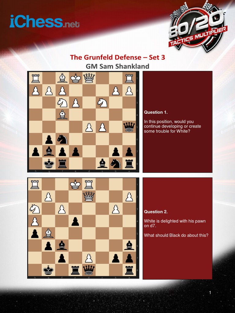 Sam Shankland Grunfeld - Puzzles 3 | Download Free PDF | Chess | Board ...