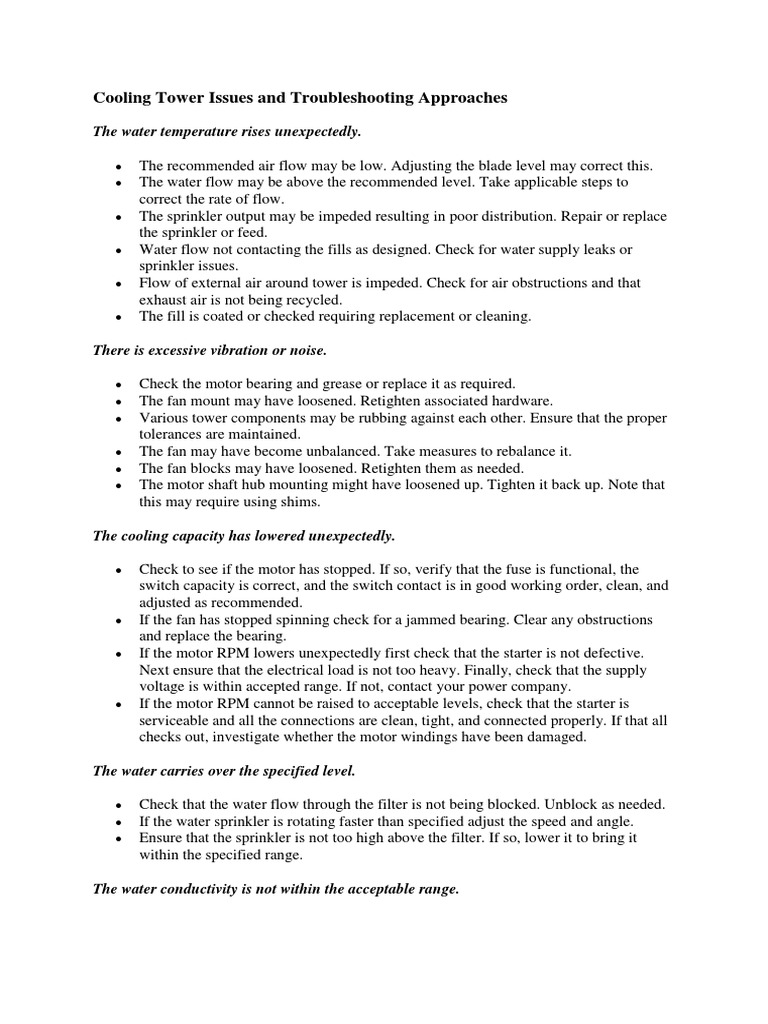 Cooling Tower Troubleshooting Pdf Wear Electric Motor